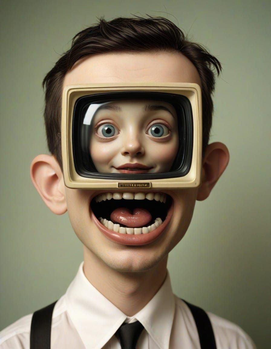 Melting Television Landscape in Surrealist Mouth - AI Art