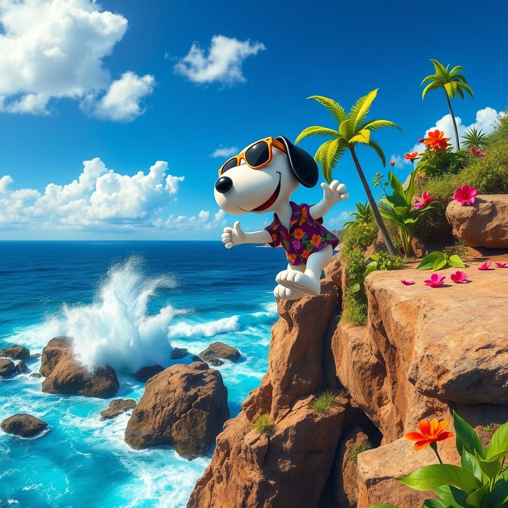 Snoopy Cliff Diving in Acapulco - Surreal Cliff Diver in Vib...