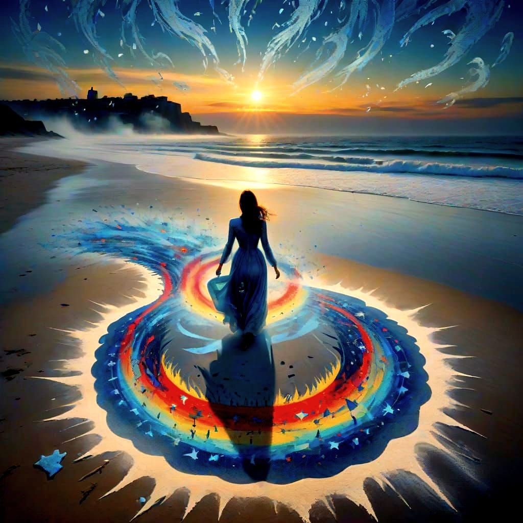 Escher-Inspired Cityscape Tower in Resin and Glass - AI Art