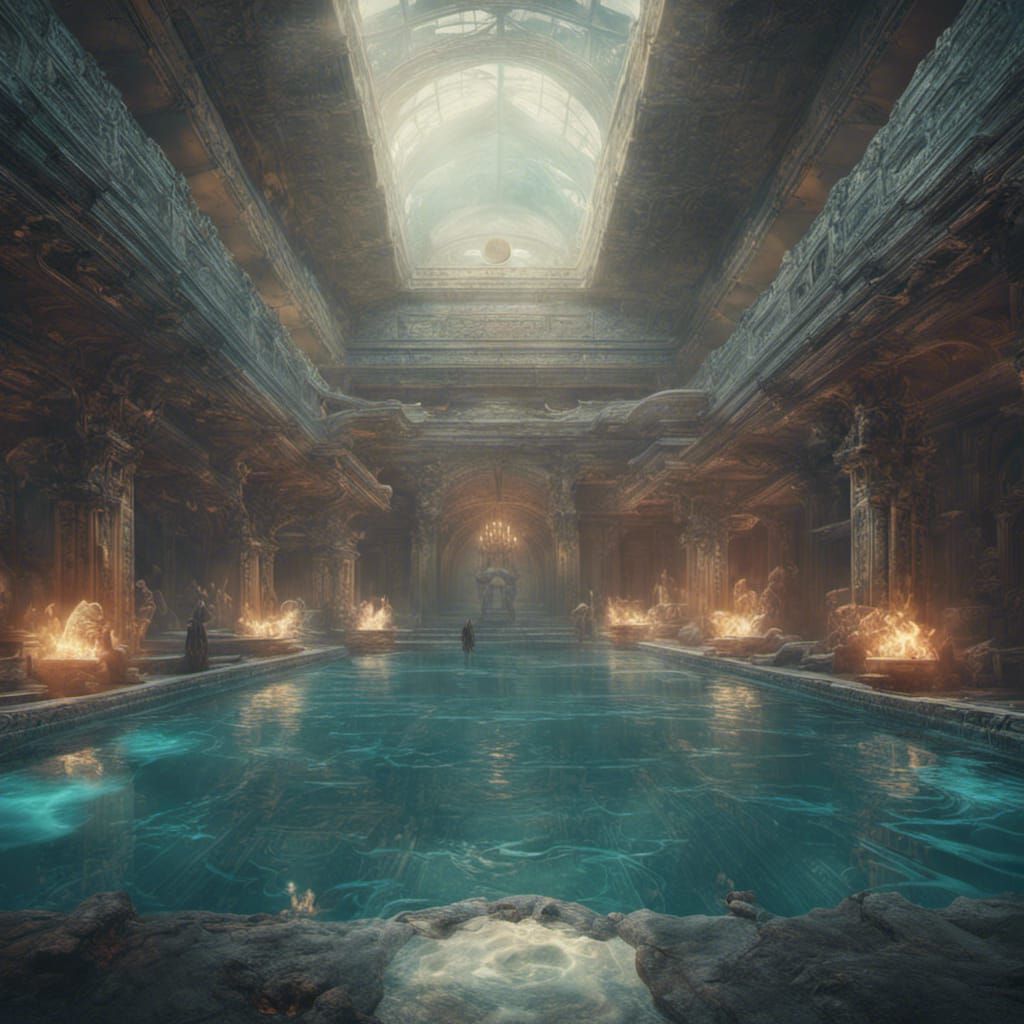 never ending pool, liminal space, uncanny - AI Generated Artwork ...