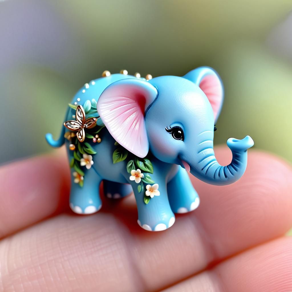 Whimsical features on a tiny real fairy elephant - AI Generated Artwork ...