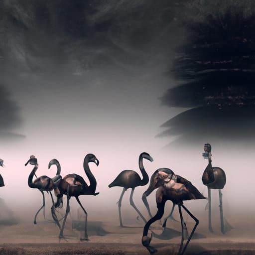 scary black flamingos - AI Generated Artwork - NightCafe Creator
