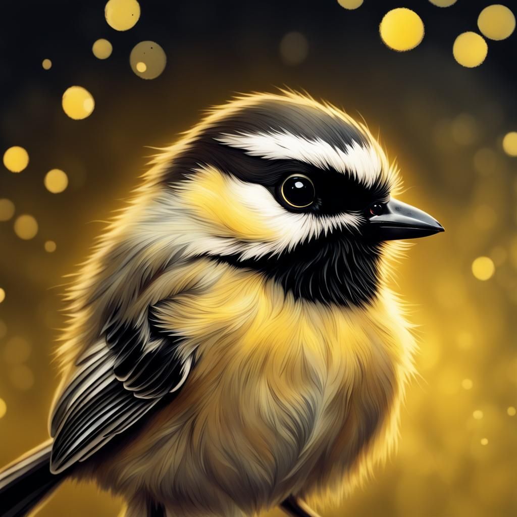 Baby Chickadee - Adorable Chickadee Hatchling Portrait