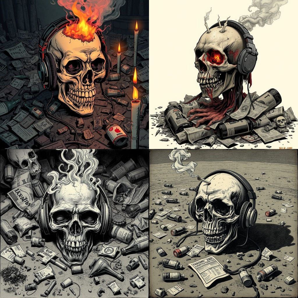 Grotesque Zombie Skull in Horror Comic Style - AI Art