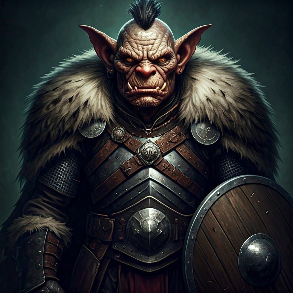 Dark Fantasy Bugbear Lieutenant in Medieval Armor - AI Art