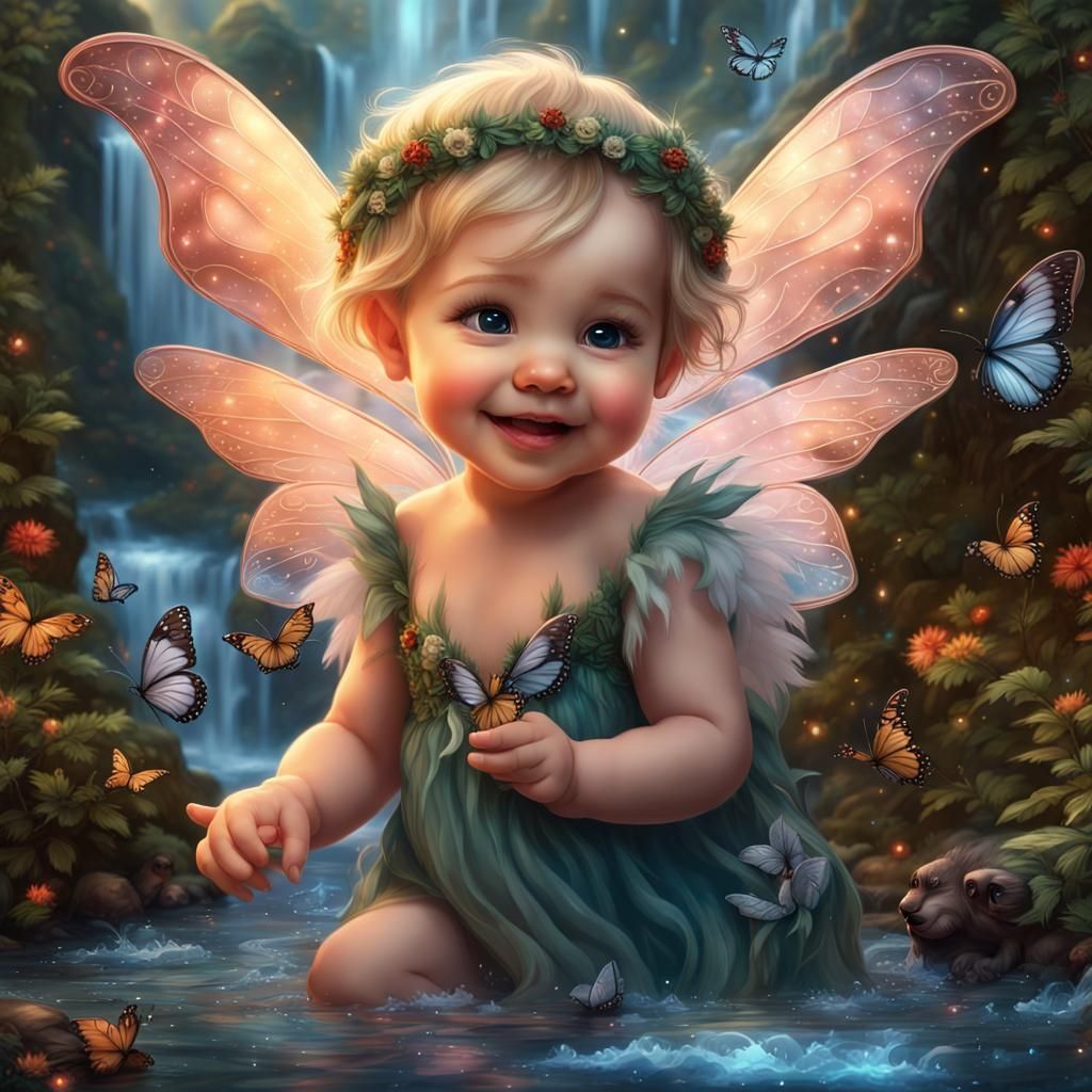 Stunningly Beautiful Finest Details of a Happy Beautiful Baby Fairy in ...