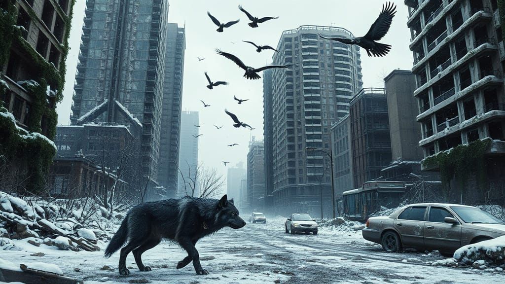 Cyberpunk Post-Apocalyptic Winter Landscape - AI Art