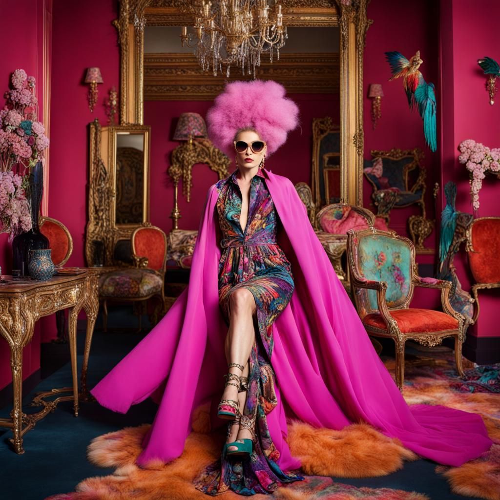 Dressed in Glamourous Maximalism Extravaganza - AI Generated Artwork ...