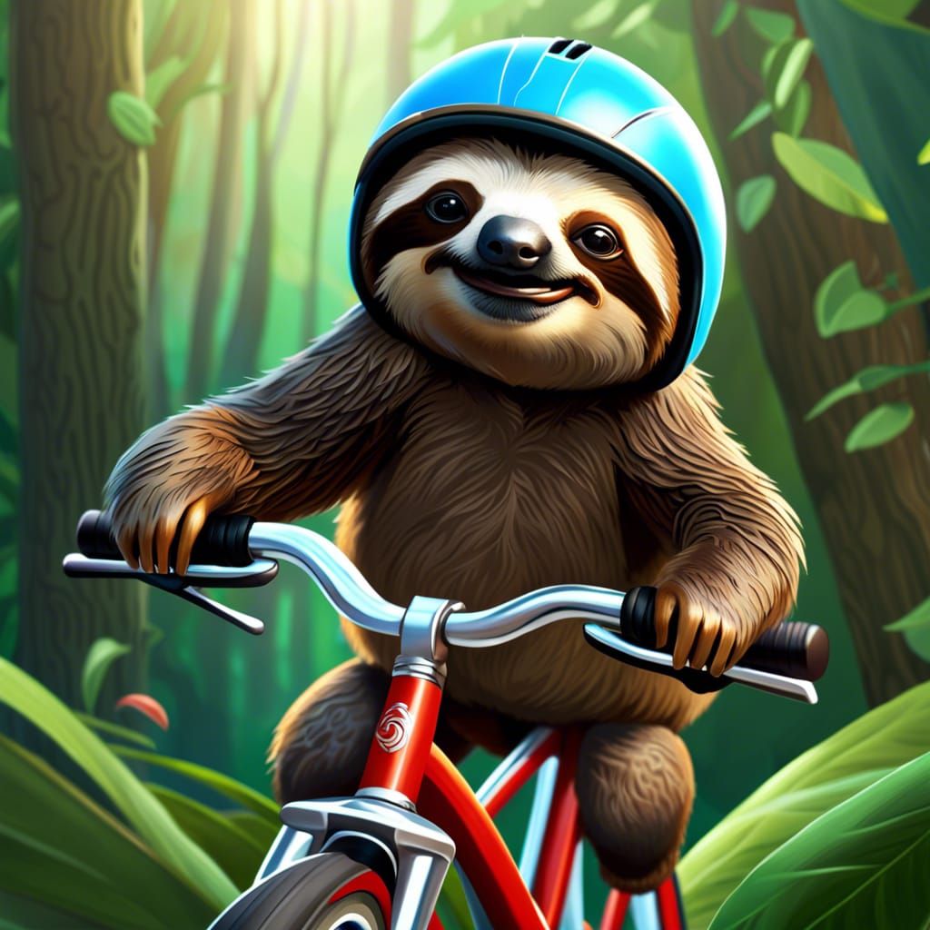 a cute sloth on a bicycle - AI Generated Artwork - NightCafe Creator