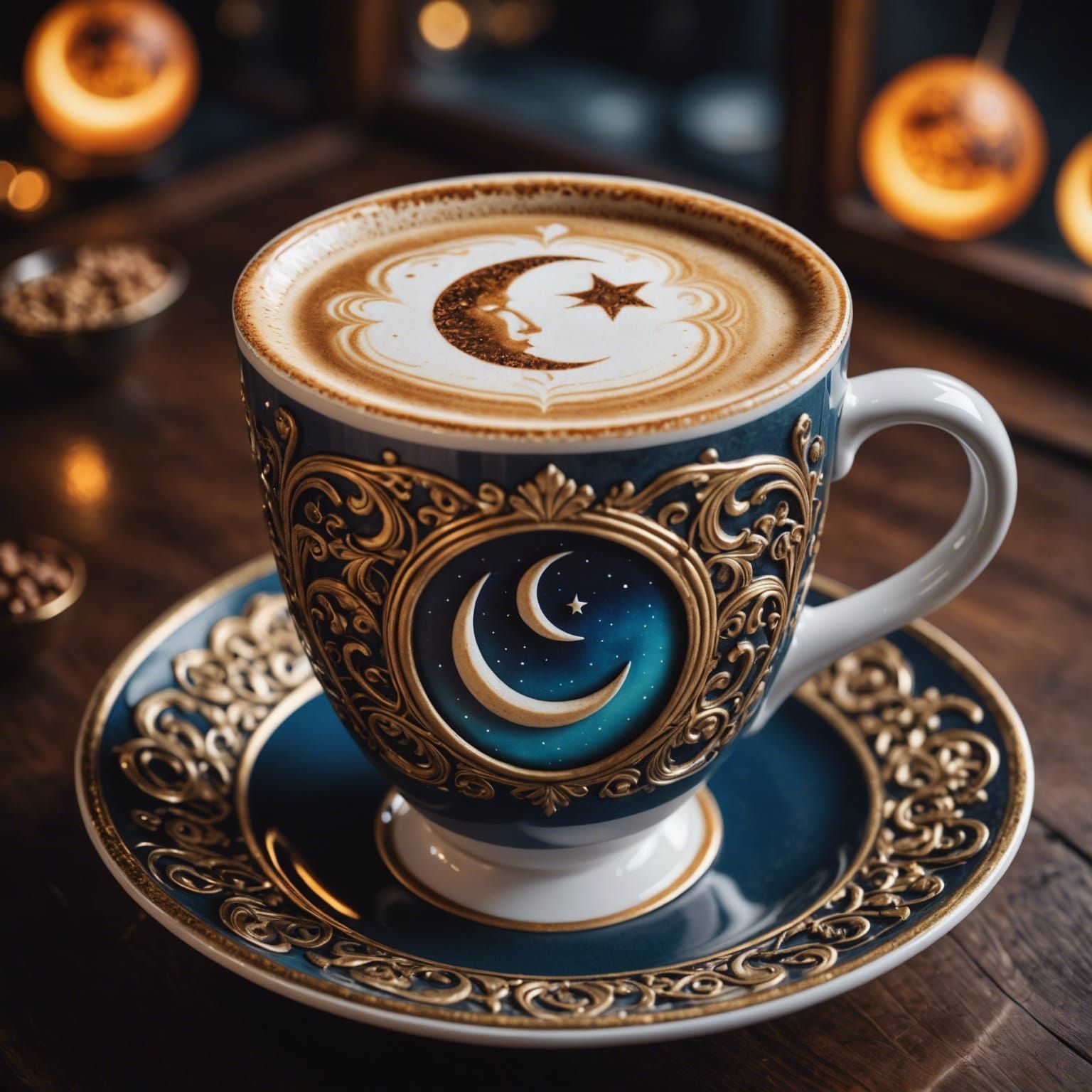 Gourmet Crescent Moon Latte - AI Generated Artwork - NightCafe Creator