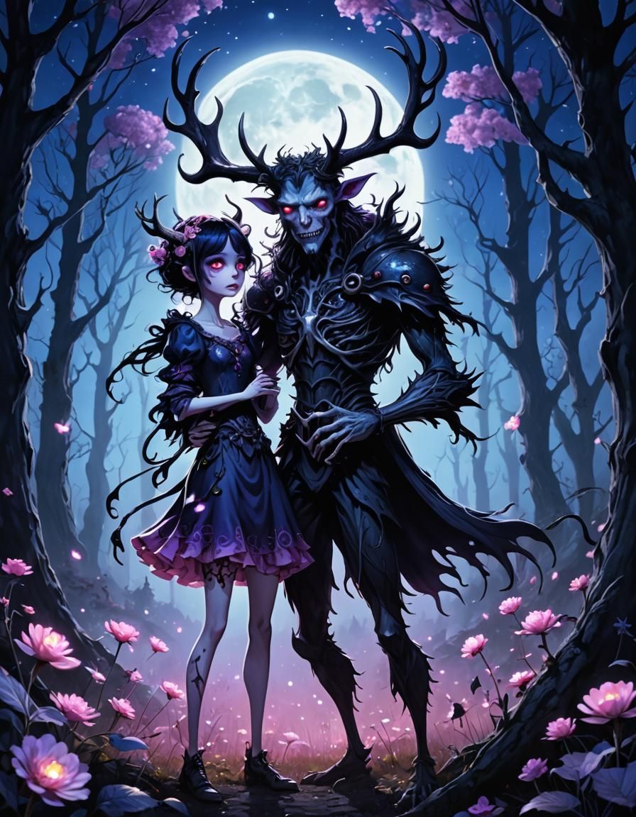 creepy anime fantasy art of fearful handsome humanoid monster with ...