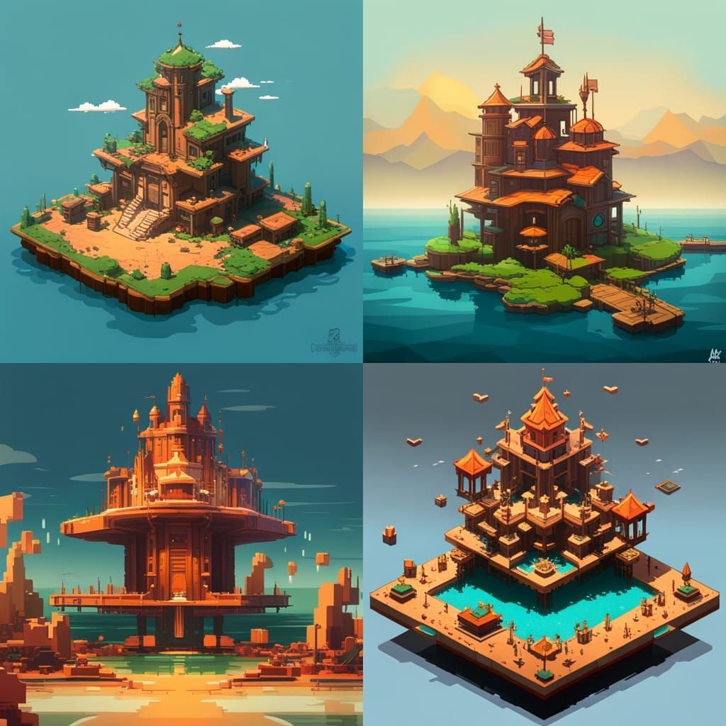floating island 8bit 8k resolution concept art by Greg Rutkowski ...