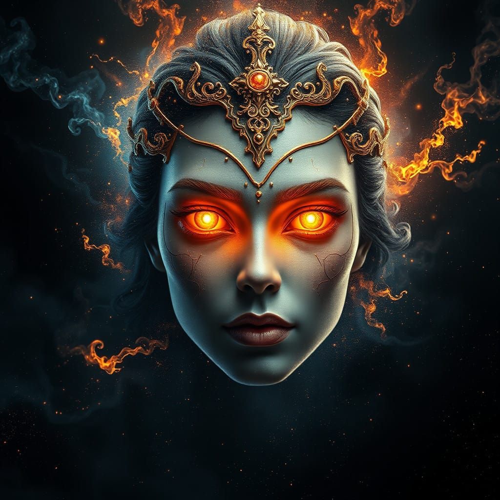 Goddess of Wrath in Cosmic Majesty - AI Art