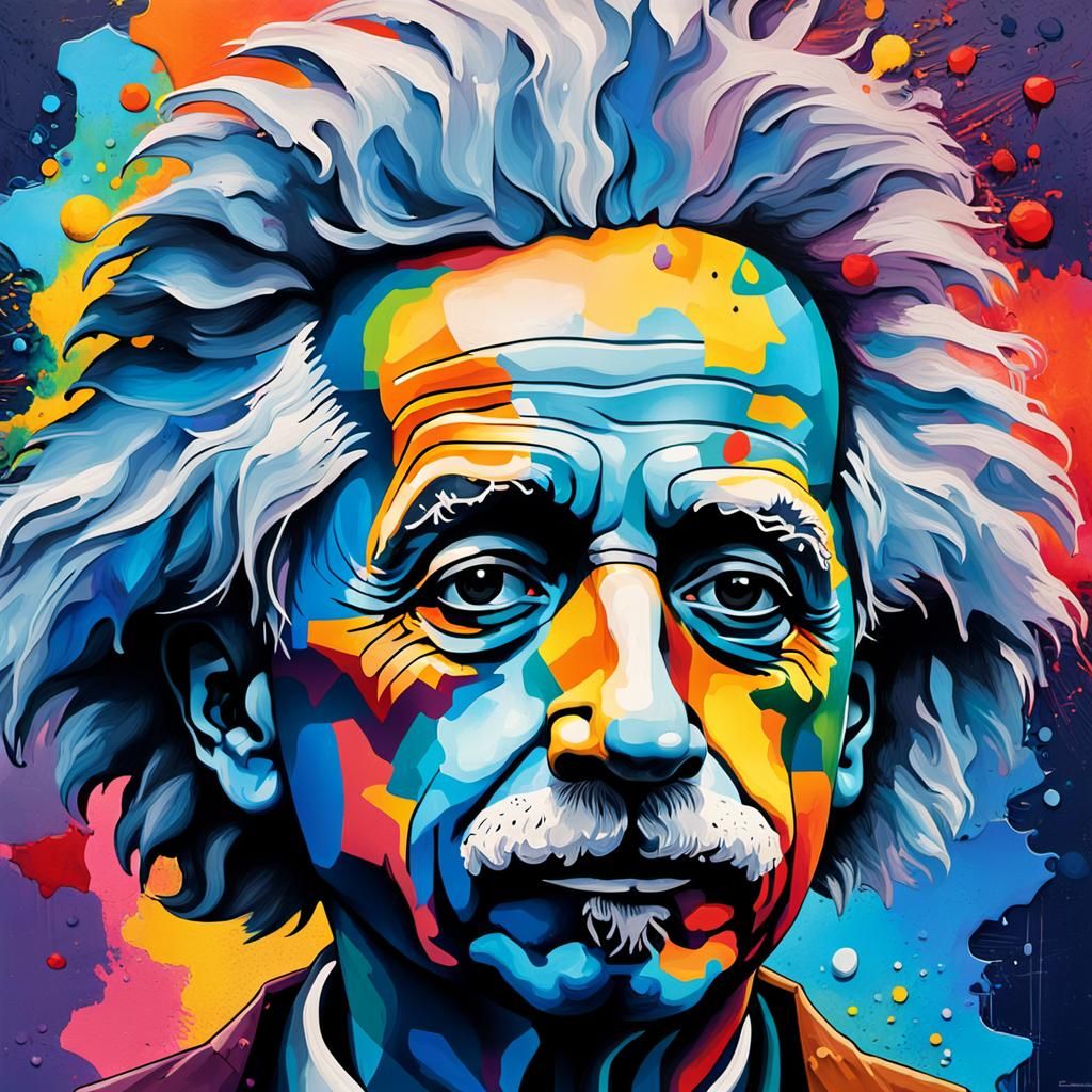 Vibrant Einstein Portrait in Melted Pop Art Colors - AI Art