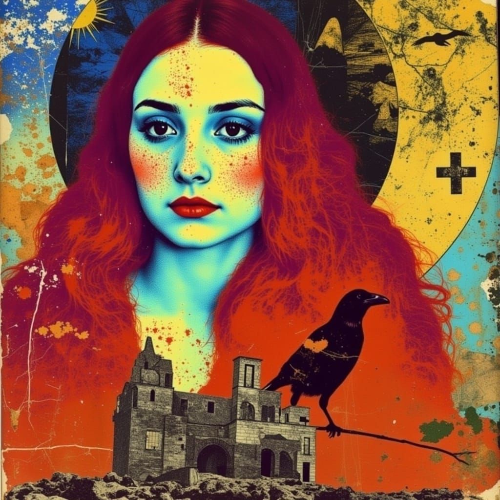 Lady Macbeth in a Vibrant, Psychedelic Landscape, ... - AI Art