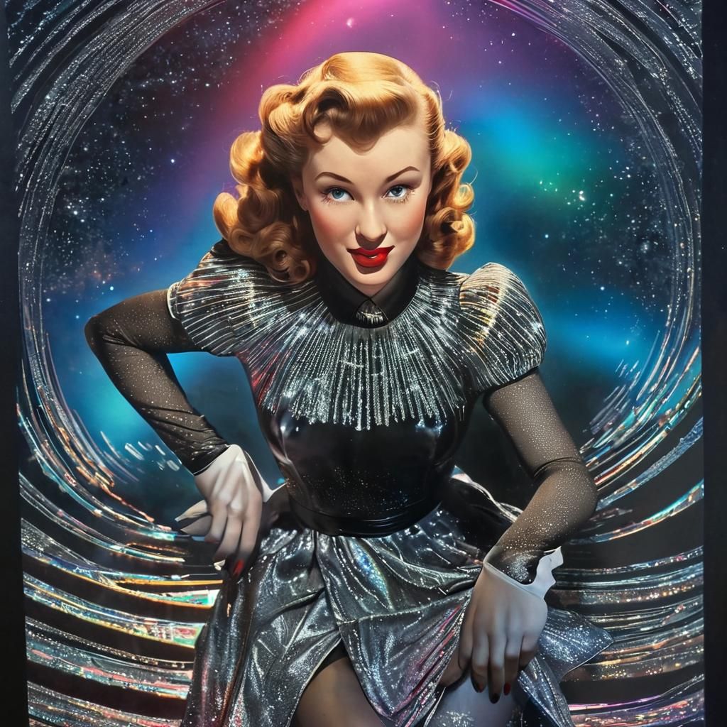 Retro Futuristic Pin Up Goddess - AI Art