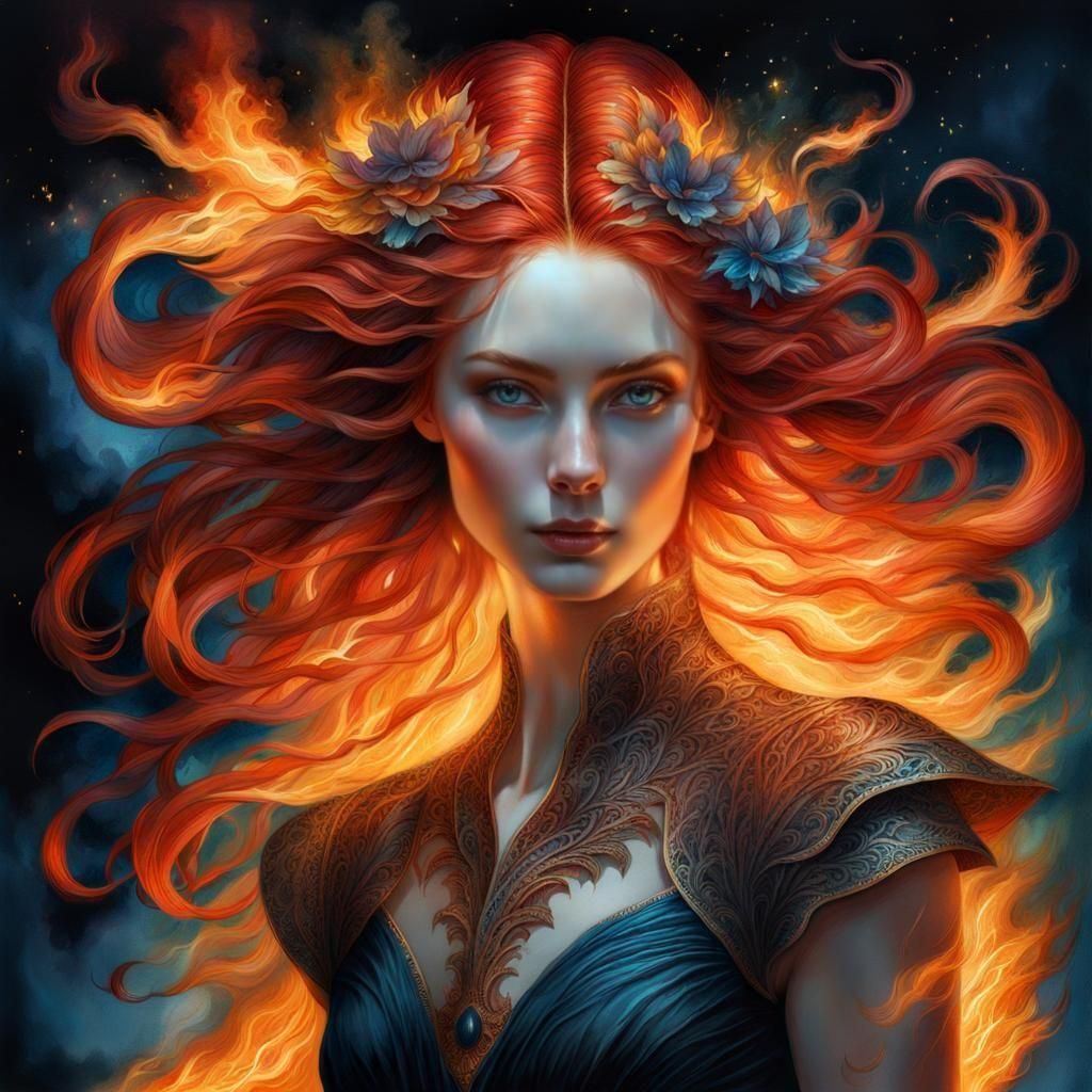 The Calm of Fury | Firey Portrait - AI Generated Artwork - NightCafe ...