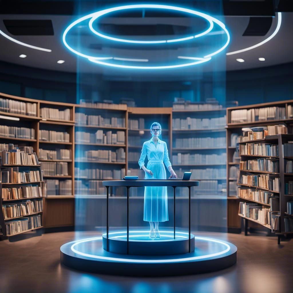 Holographic Librarian - AI Generated Artwork - NightCafe Creator