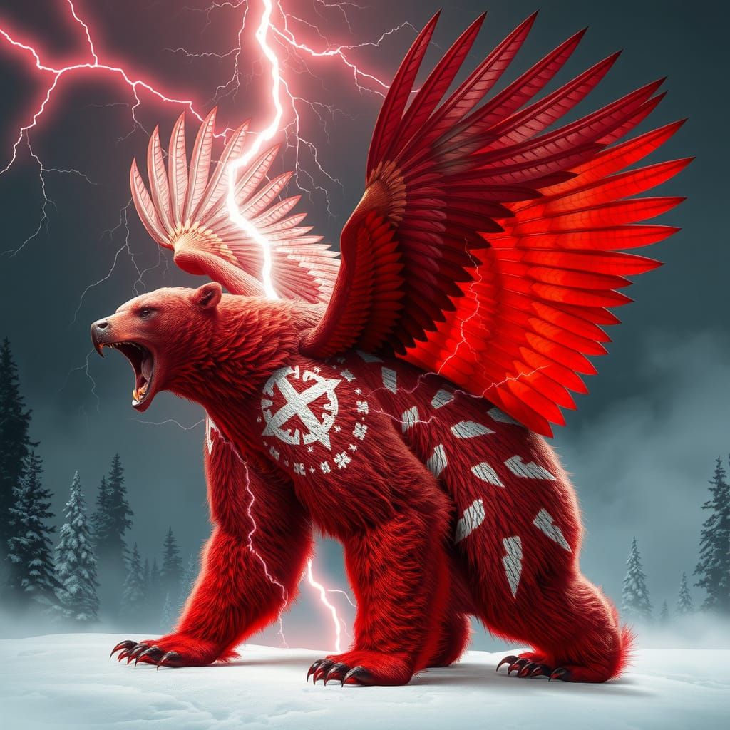 Mythic Beast of Magickal Power: Daimon Bear-Thunde... - AI Art