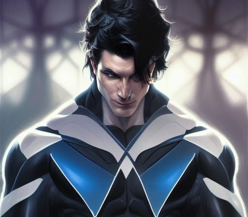 Nightwing, handsome man, dark hair, clean shaven, head and shoulders ...