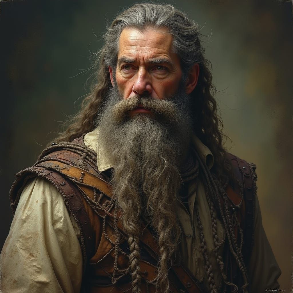 long braided beard - Rugged Sage with Earthy Braided Beard