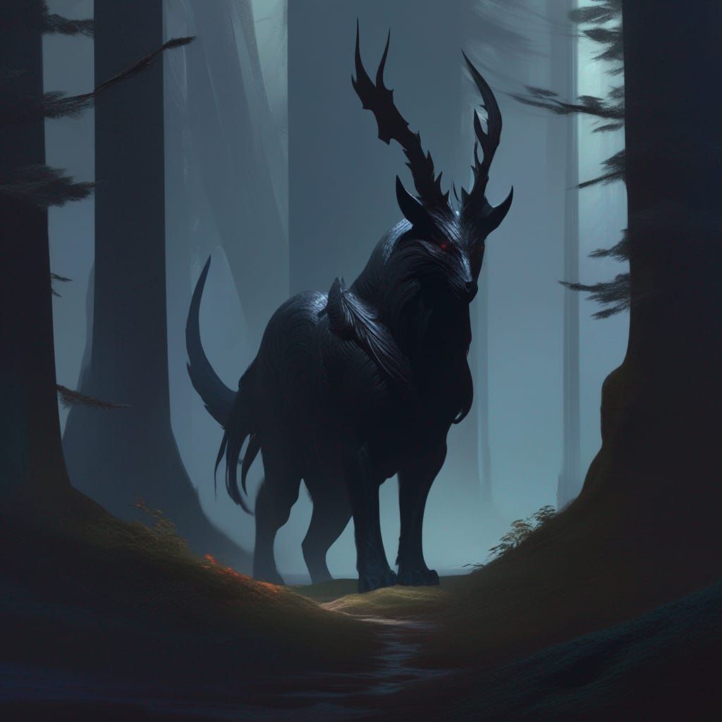 Majestic shadow creature standing in the forest - AI Generated Artwork ...