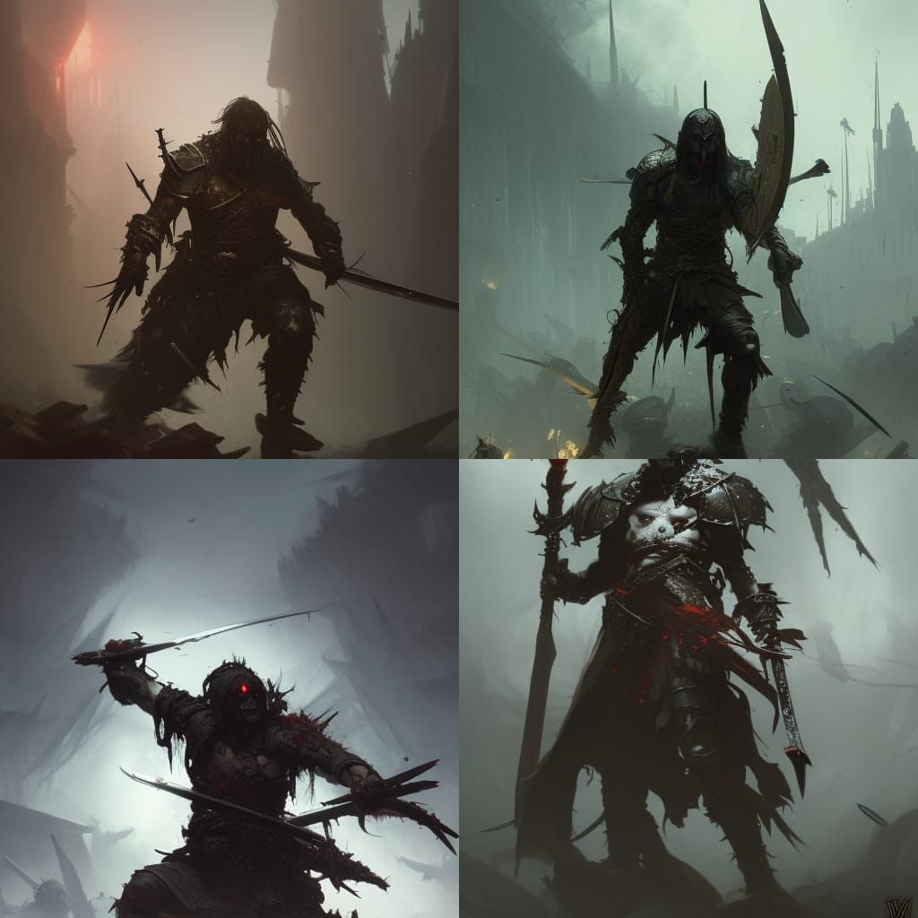 cursed undead warrior, condemned to fight on the battlefield forever, a ...