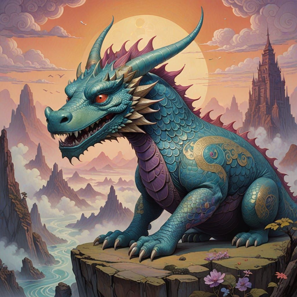 Magical dragon of China - Enchanted Dragon of Eastern Mythol...
