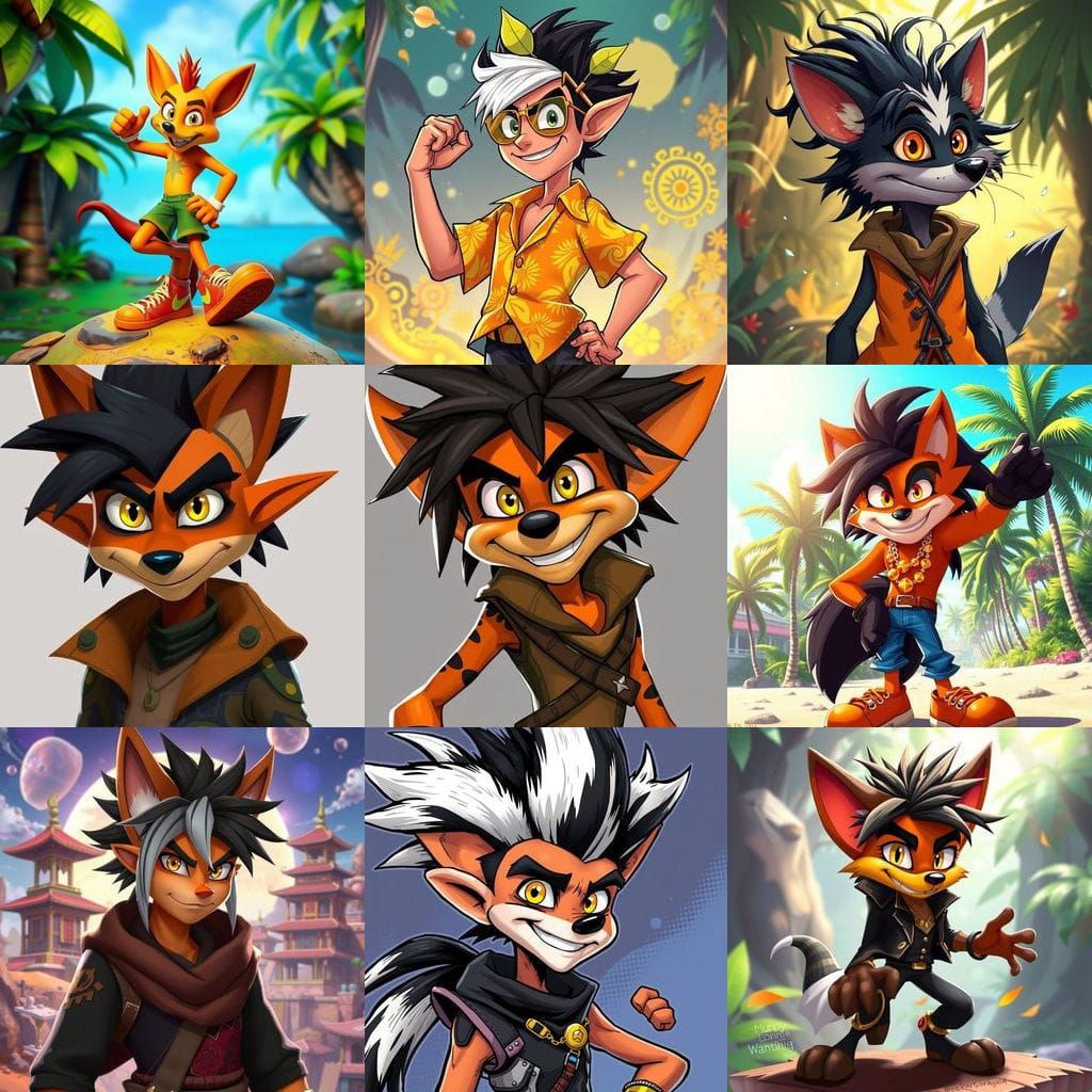 Vali Ravenclaw as a male Crash Bandicoot Character with black and white ...