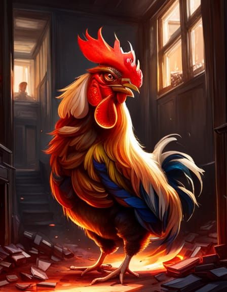 Flaming rooster - AI Generated Artwork - NightCafe Creator