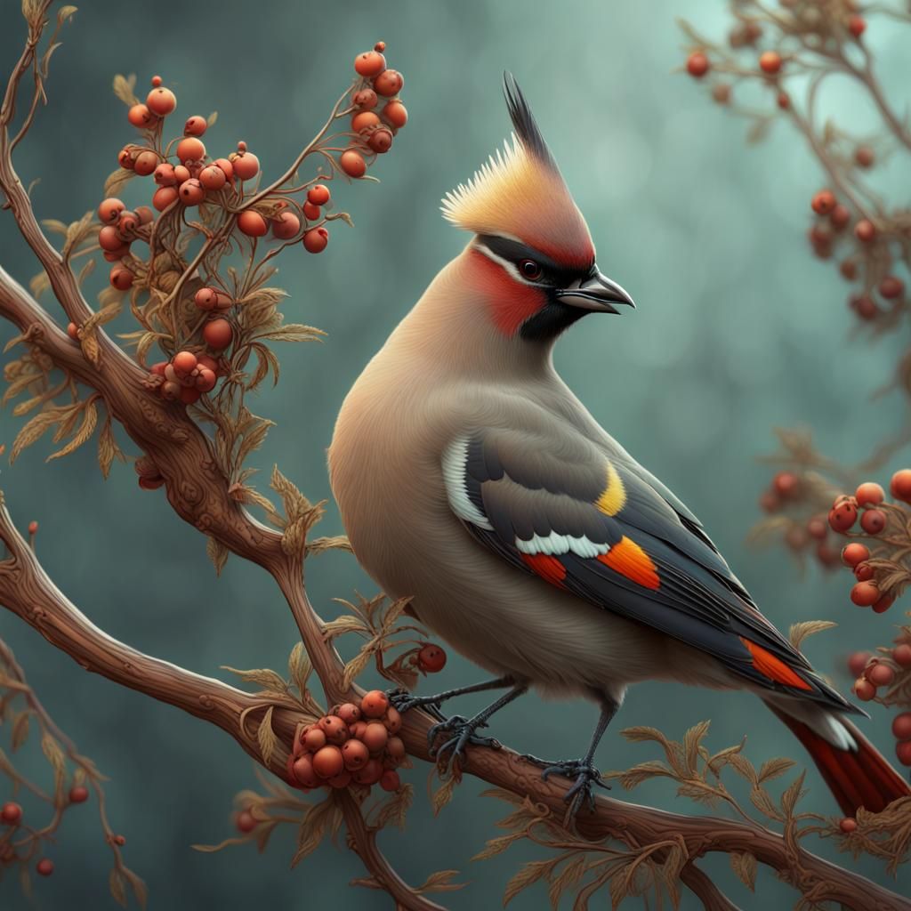 Bohemian Waxwing bird - AI Generated Artwork - NightCafe Creator