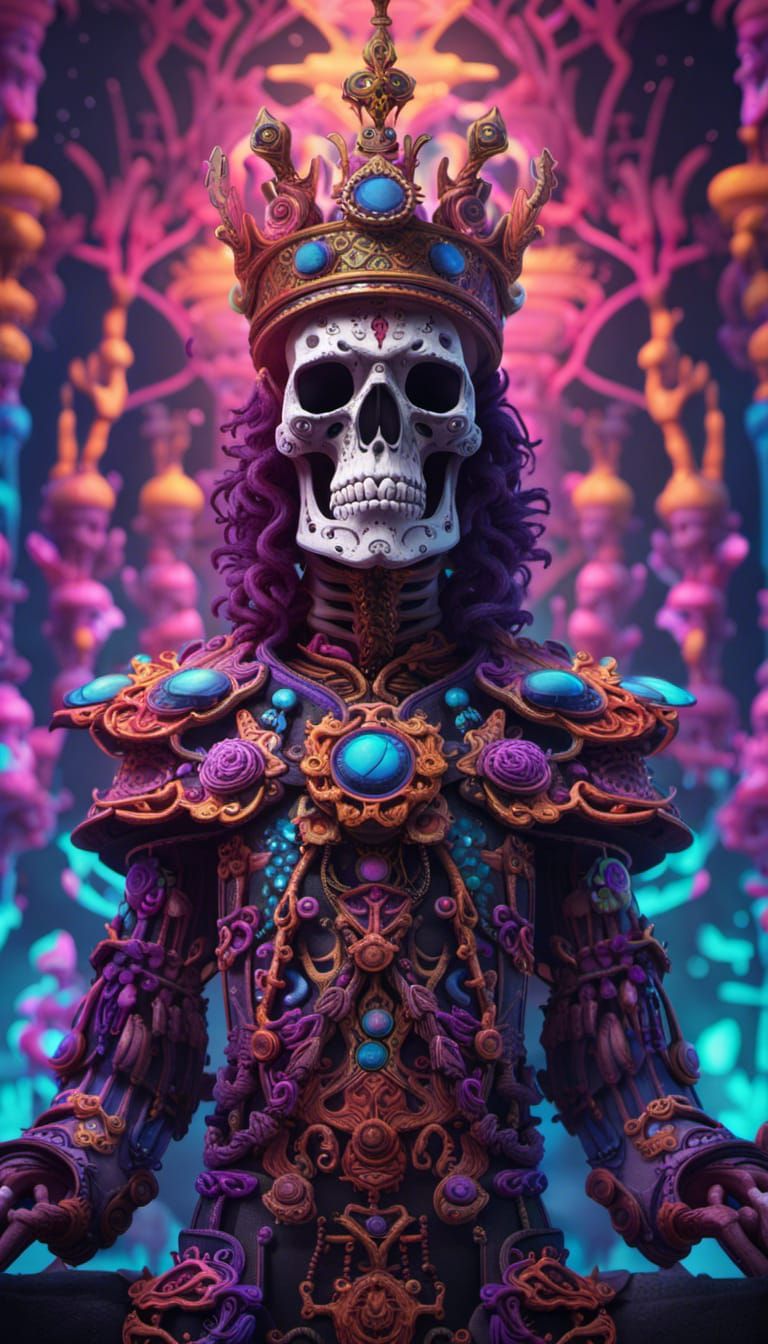 Psychedelic Skeleton King intricate , detailed matte painting, deep ...
