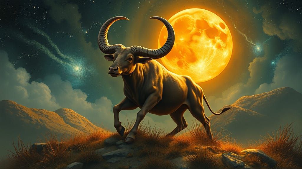 Taurus, December 2024 - Surreal Zodiac Scene in December's C...