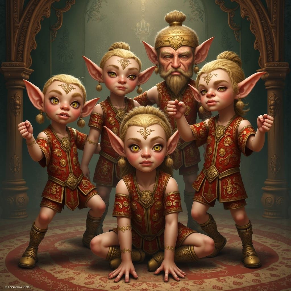 The Winning Team - Elegant Chibi Elves Celebrate in Opulent ...