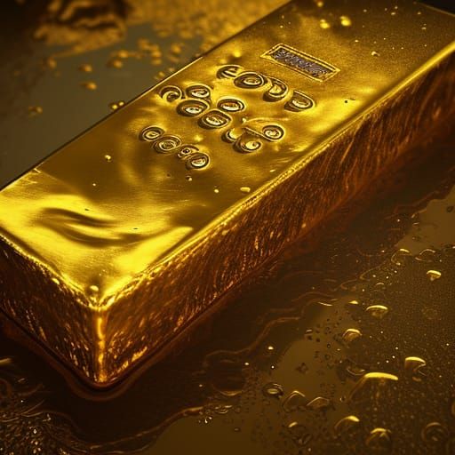 gold bar melting and dripping into a pot detailed matte painting, deep ...