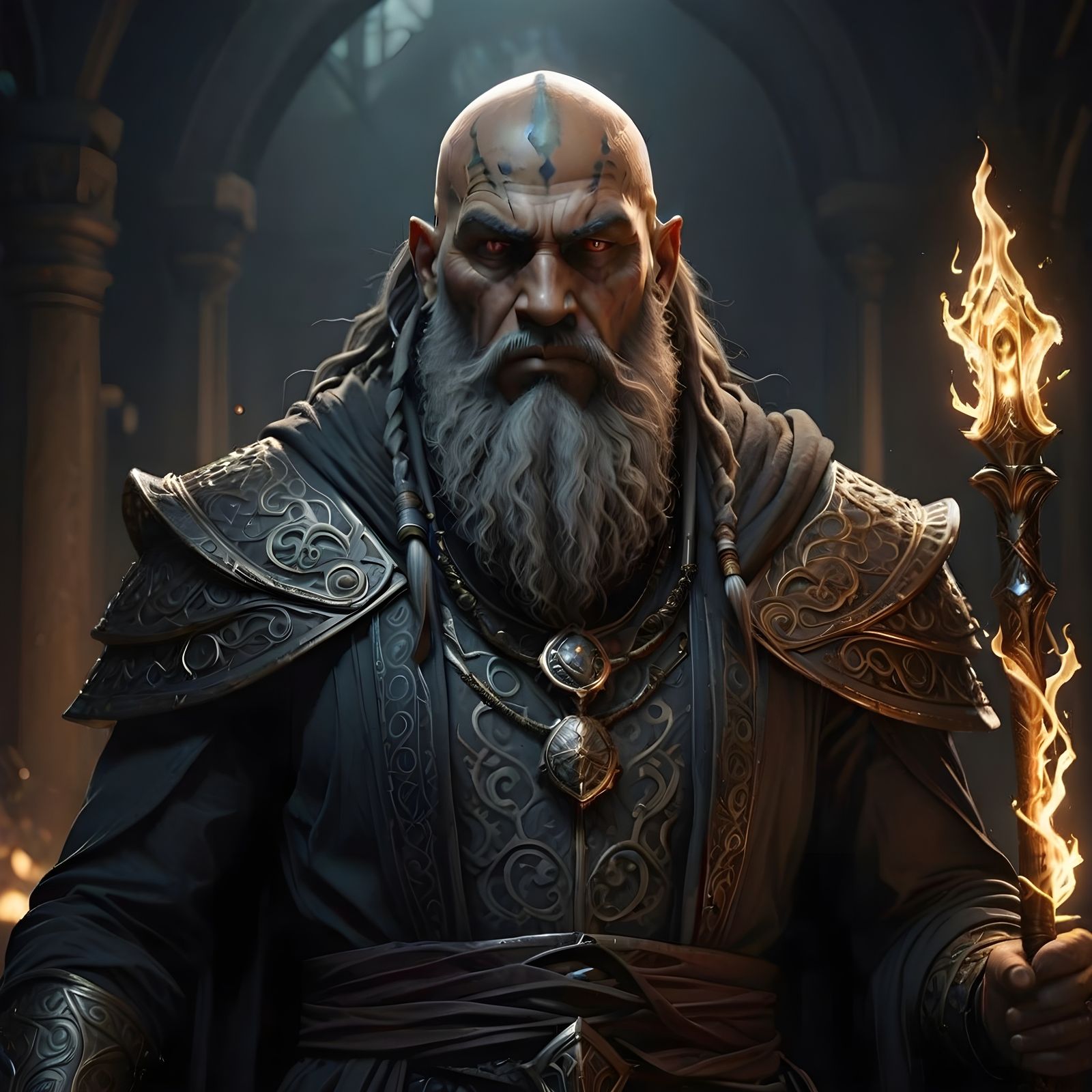 Varaval, the Wizard - Goliath Wizard with Tribal Face Tattoo...