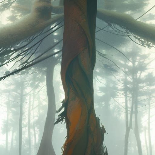 Split ; seasons ; winter and summer ; trees ; 8k resolution concept art ...