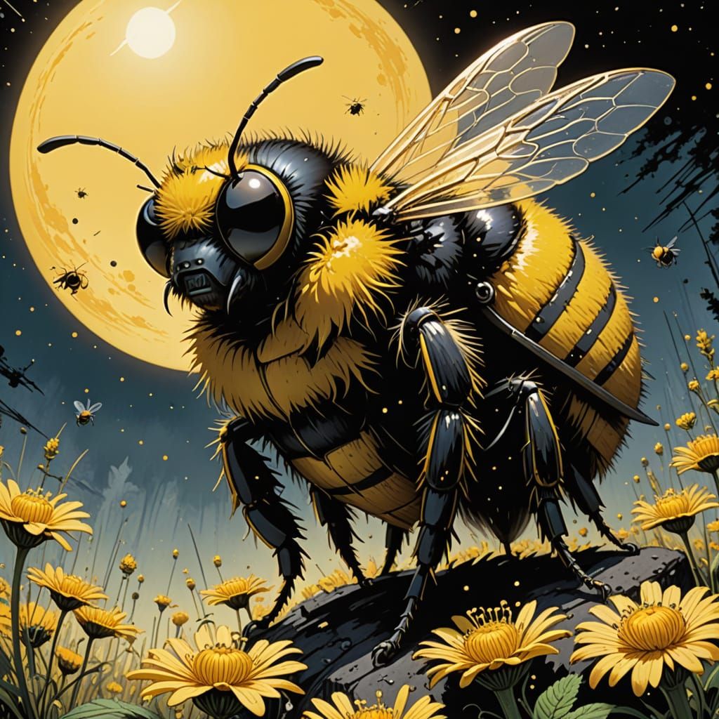 fat sleepy bumblebee - Sleepy Bumblebee in Comic Book Style