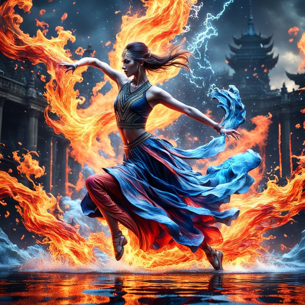 Fire and water dance - AI Generated Artwork - NightCafe Creator