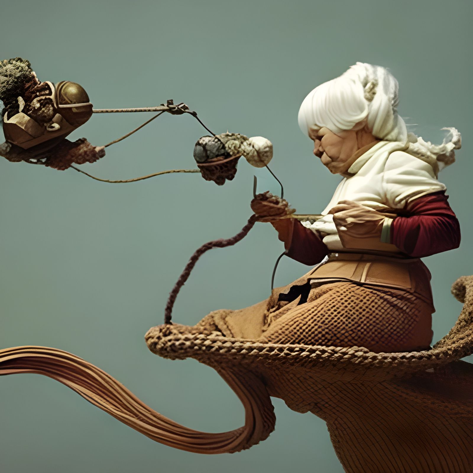 Magical grandmother knitting with Yarn - AI Generated Artwork ...