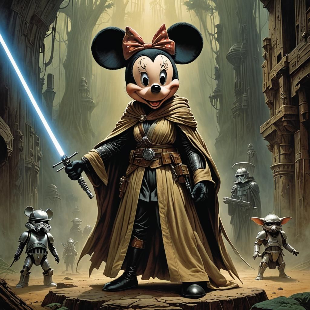 The Masked Jedi, a.k.a. Minnie Mouse as a Jedi Knight. Movie poster ...