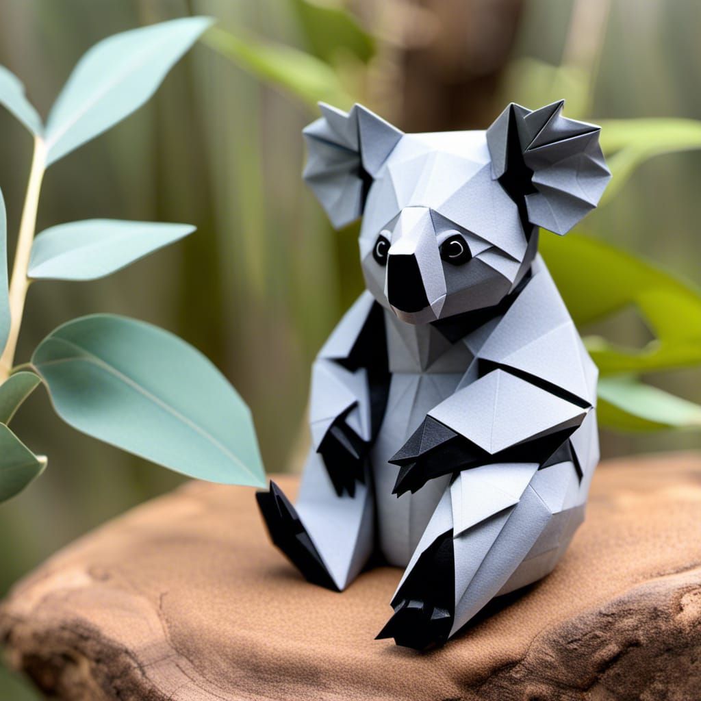 Origami Koala Bear in Eucalyptus Forest - AI Generated Artwork ...
