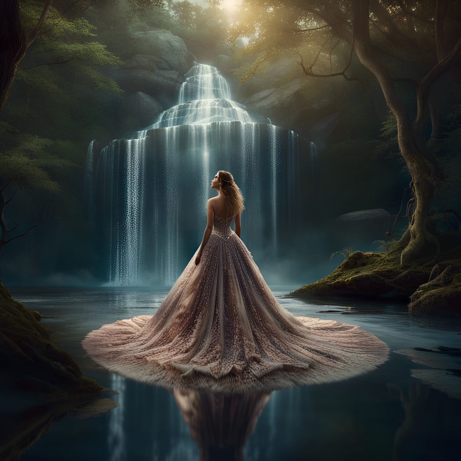 Waterfall - AI Generated Artwork - NightCafe Creator