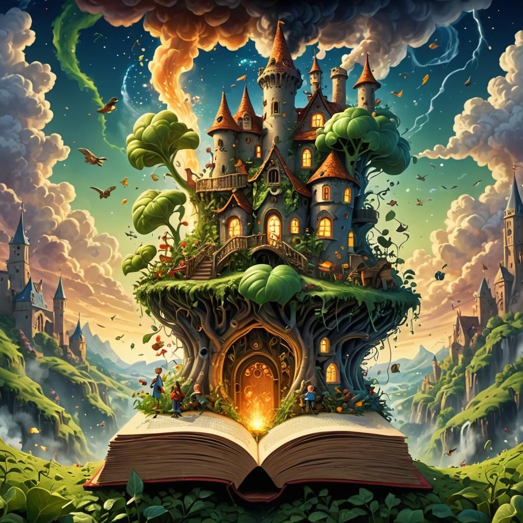 Whimsical Fantasy World of a Magical Book - AI Art