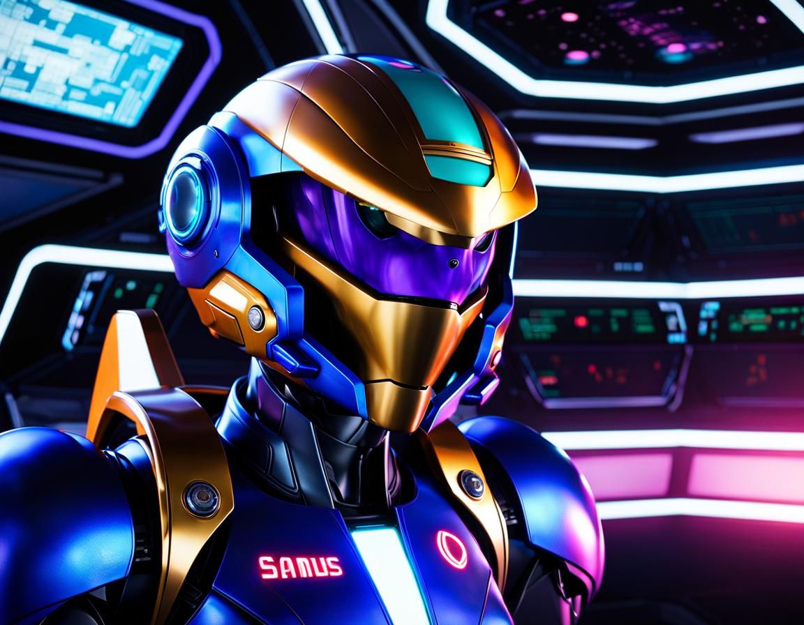 Samus Aran - Samus Aran in Sci-Fi Cockpit: Cel-Shaded Digita...