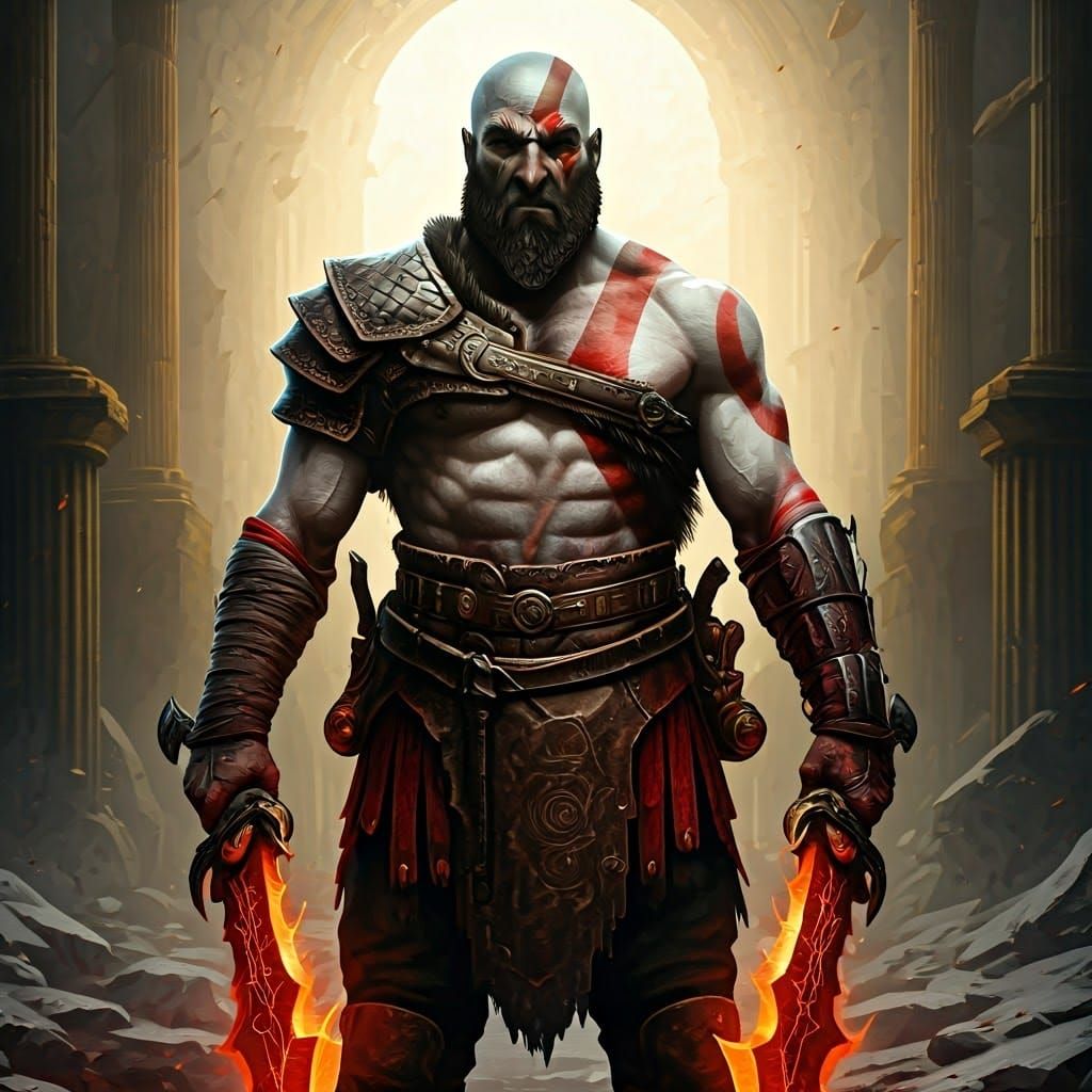 Kratos with Blades of Chaos - Kratos with Iconic Blades of C...