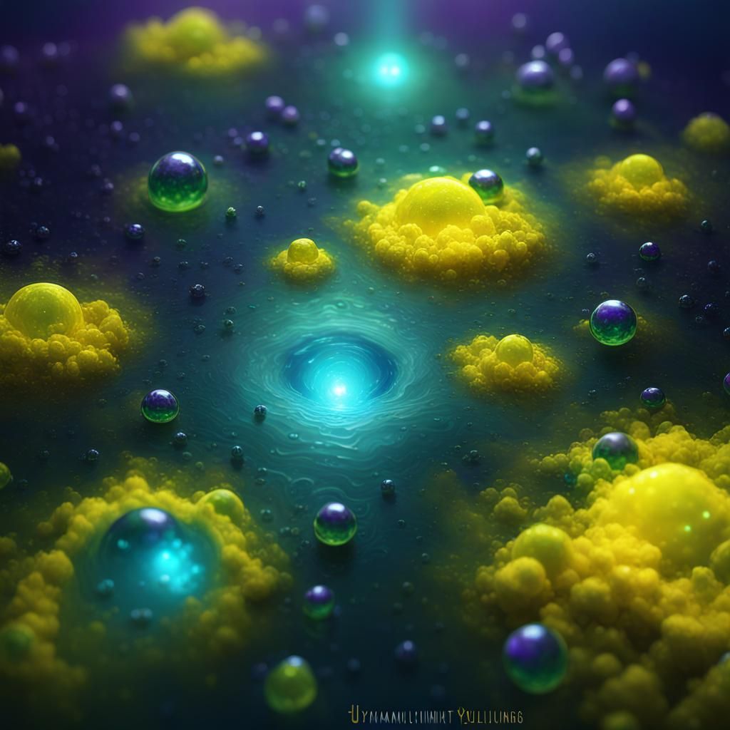 Blue water drops yellow diamonds green yelly re dwarf Nebula clouds a ...
