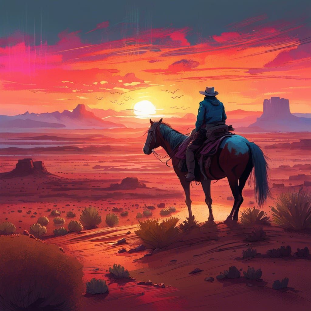 A lone cowboy - AI Generated Artwork - NightCafe Creator