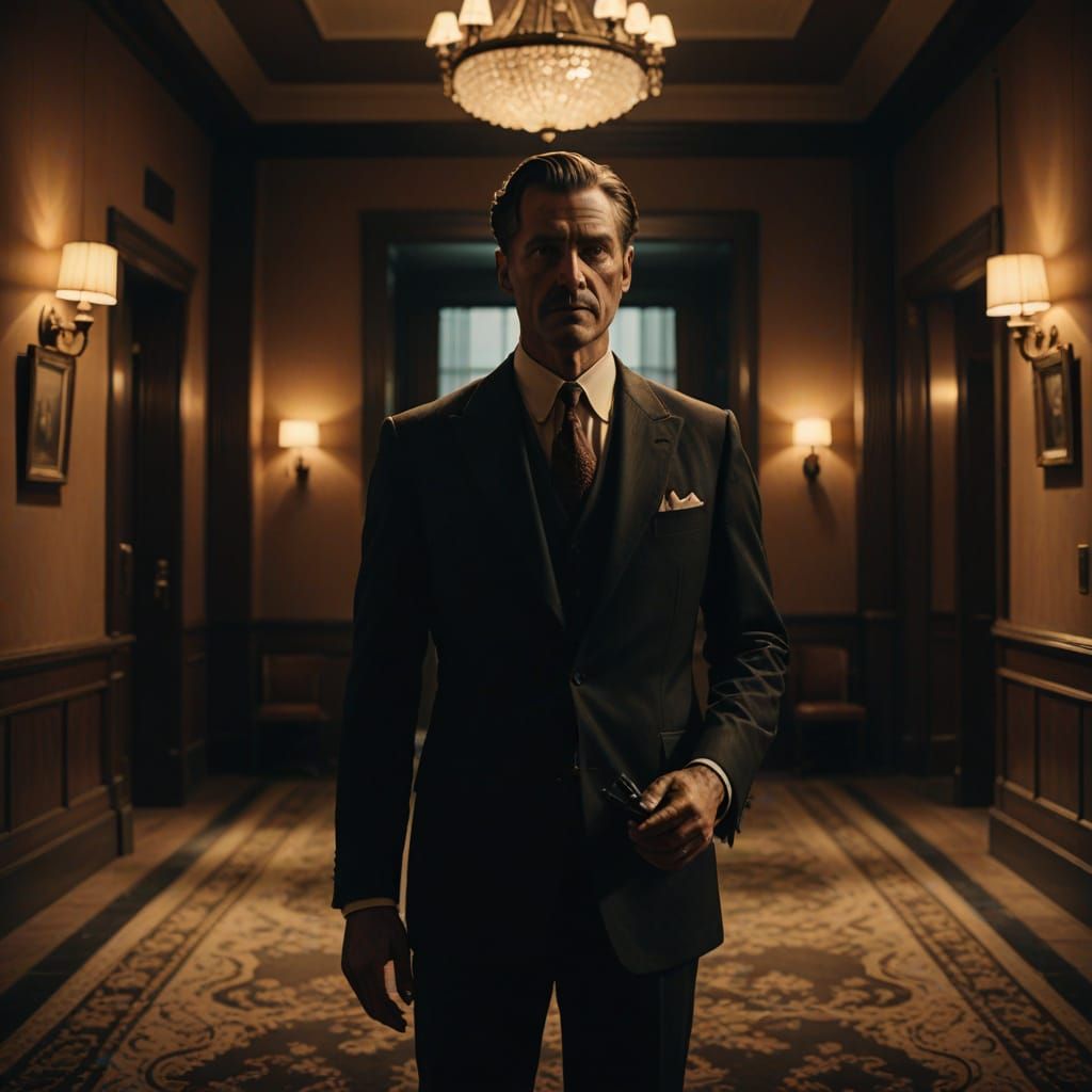 A Butler in suit. - Elegant Butler in Grand Hallway