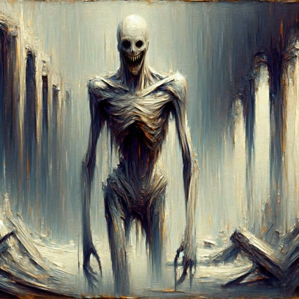 Terrifying Lanky Horror Figure Smiling in Ancient ... - AI Art